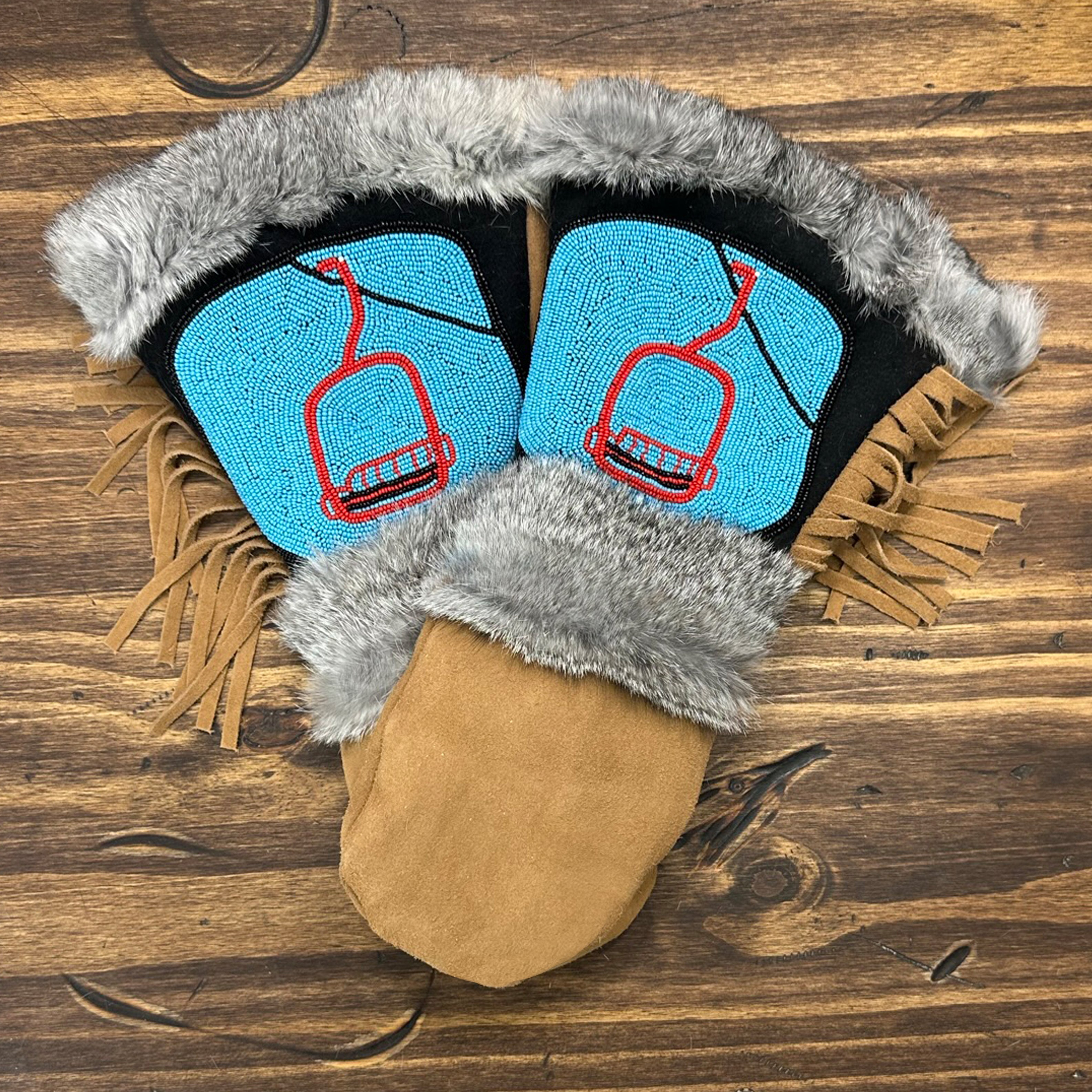 Ruffy Suede Leather Mittens